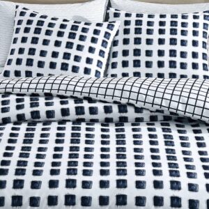 City Scene- King Duvet Cover Set, Reversible Bedding Set with Matching Sham(s), Modern Home Décor (Urban Shibori Blue, King)