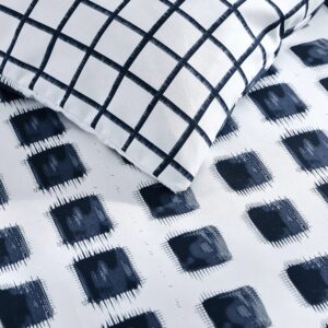 City Scene- King Duvet Cover Set, Reversible Bedding Set with Matching Sham(s), Modern Home Décor (Urban Shibori Blue, King)