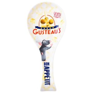 silver buffalo pixar ratatouille ceramic spoon rest featuring gusteau’s and remy