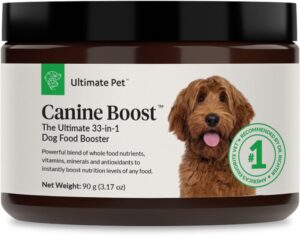 ultimate pet nutrition canine boost, 33-in-1 natural grain free dog food booster topper with vitamins, amino acids, probiotics, and digestive enzymes for dog health