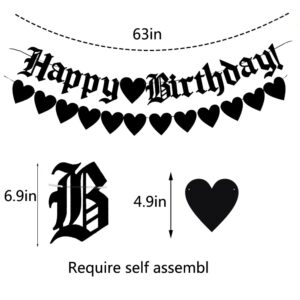 Gothic HAPPY BIRTHDAY Banner,Celebrate the occasion with this fun, quirky, alternative banner, Old English Gothic banners,for 20th 30th 40th Birthday