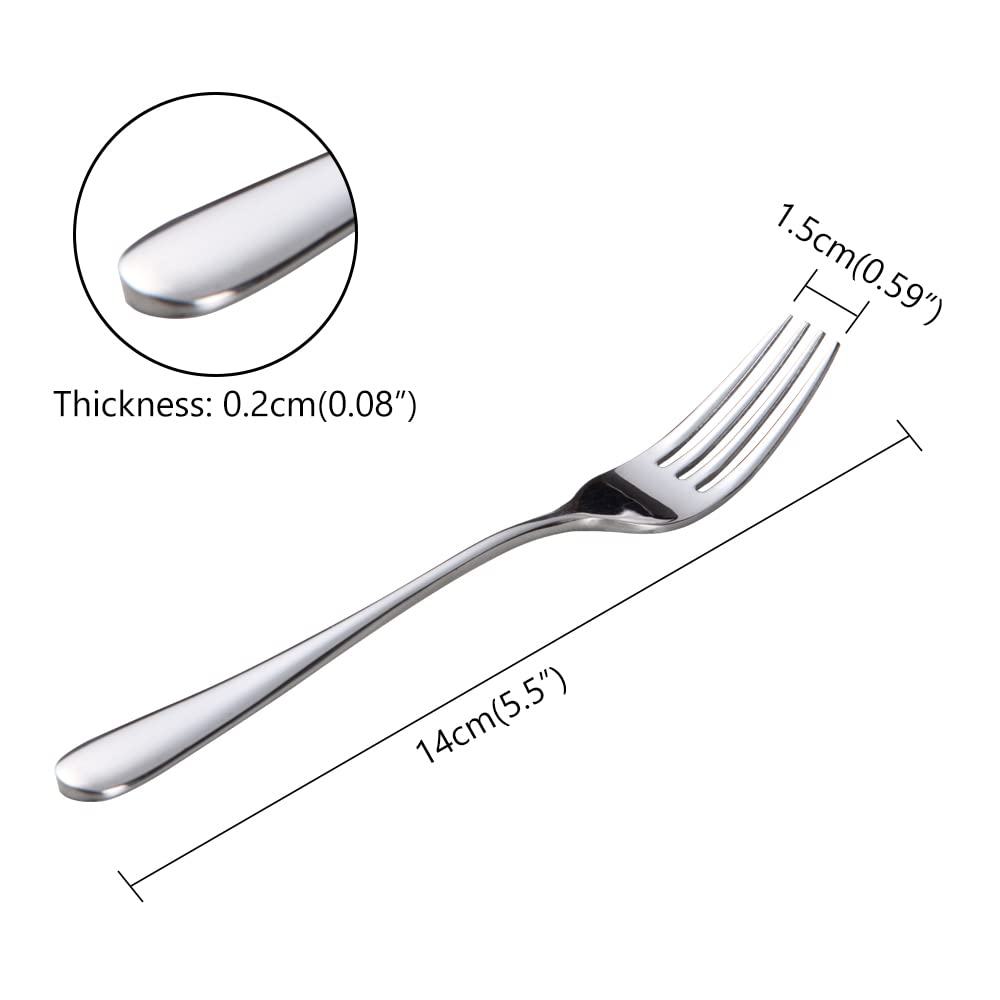 Senzeal 12pcs Stainless Steel Dessert Fork Set 5.5 Inch Mirror Finish Salad Forks Cake Fork for Home Kitchen Restaurant Bar Parties Events Wedding