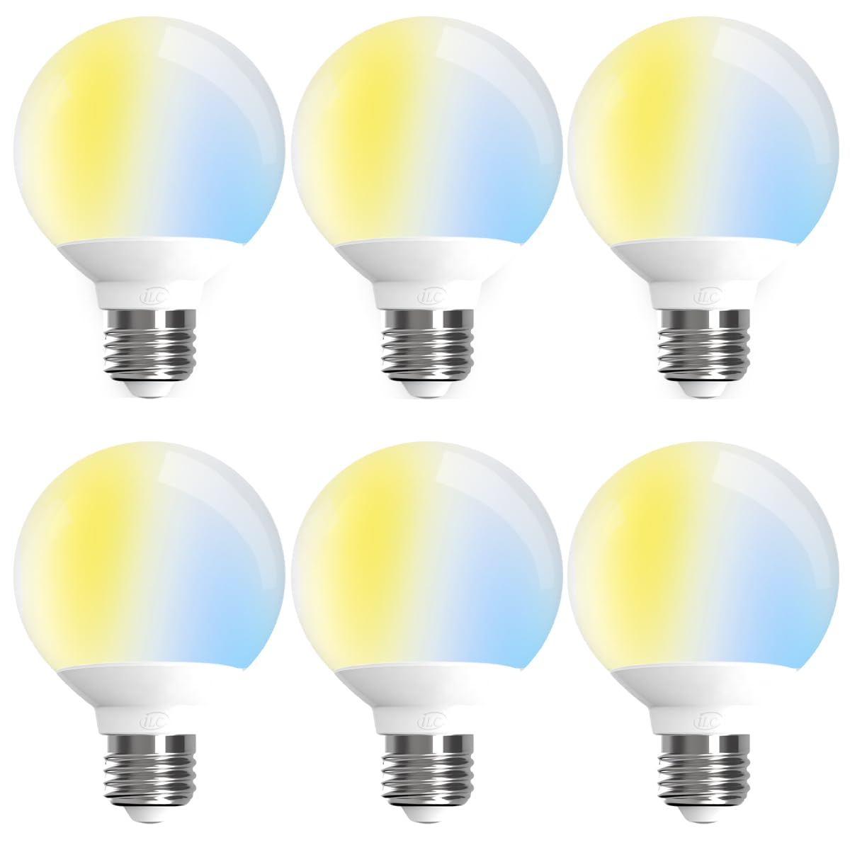 ILC G25 LED Globe Light Bulbs Work with Alexa Required Echo Device, 6W, 60W Equivatlent, Color Temprature Turnable: 2700K-6000K, CRI>95+, E26 Base, 120V for Vanity Makeup Mirror, Bathroom (6 Pack)