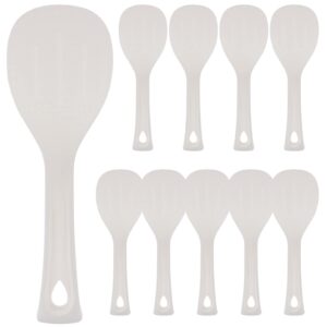 luxshiny 10pcs plastic rice paddle standing rice spoon spatula non-stick rice scooper rice cooker spoon for kitchen restaurant white