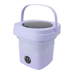 portable washing machine, 6.5l foldable mini washing machine bucket washer with water tube deep wash and spin dry washer for dorm, camping, rv travel laundry (us plug)