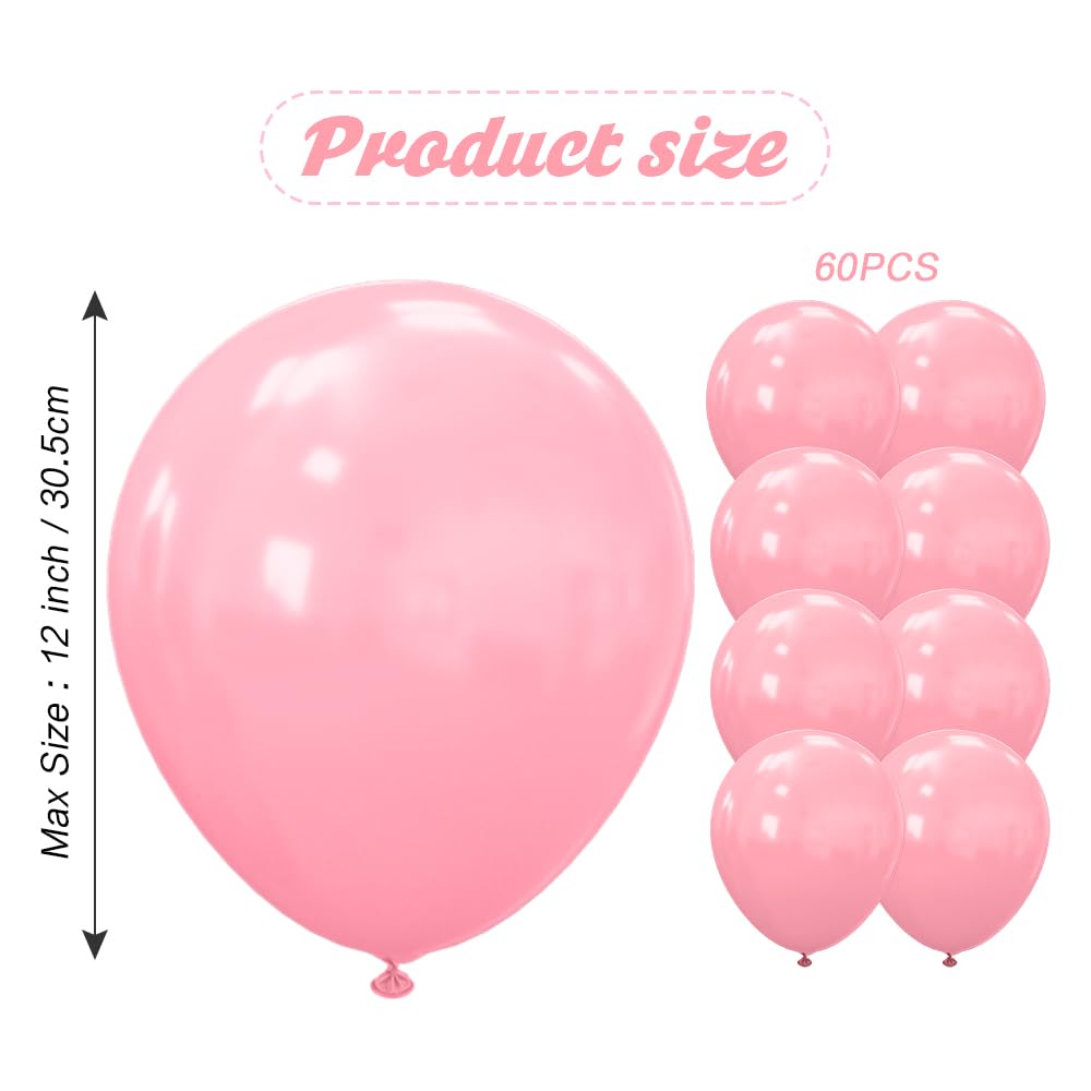 Easter Balloons 60Pcs Balloons 12 Inch Light Pink Balloons Happy Birthday Balloon for Arch Decoration Latex Balloons Bachelorette Balloons Matte Balloons for Wedding Party Graduation Baby Shower