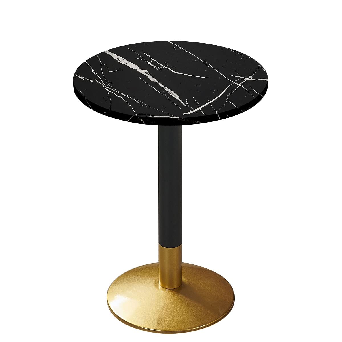 Modern Round Gold Coffee Table Round Dining Table Modern Round Side Table for Small Space Dining Room, Seat for 2-4 (1023 Gold Black)