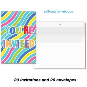 Water Slide Party Invitations with Envelopes Set of 20 Summer Waterslide Theme Birthday Party Invites Fill in Blank