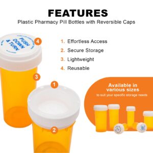 AVG Packaging Supplies Reversible Plastic Pharmacy Pill Bottles with Reversible Caps - Pharmacy Prescription Empty Containers, 60 Dram Vials (25ct)