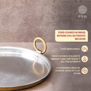 P-TAL Brass Dosa Tawa 28cm Naturally Non Stick Tawa for Dosa with Handles 100% Healthy Dosa Pan with No Teflon/Chemical Coating Handcrafted Ptal Brass Utensils for Kitchen