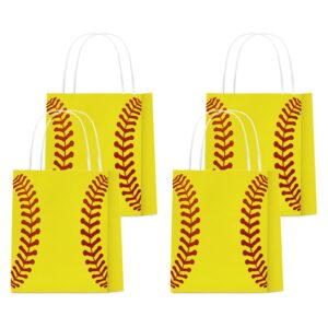 18 pcs softball party favors gift bags - softball goodie bags favors for kids adult team - softball theme birthday party decoration bags - supplies paper bag with handle - softball paper bags.