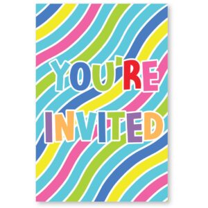 Water Slide Party Invitations with Envelopes Set of 20 Summer Waterslide Theme Birthday Party Invites Fill in Blank