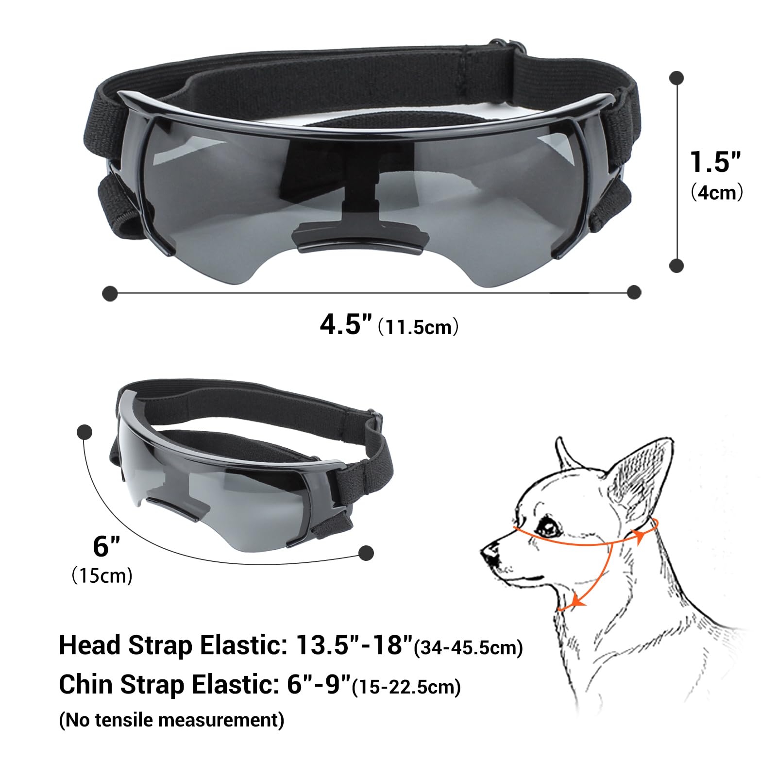 Lesypet Dog Sunglasses Small Breed, Dog Goggles for Small Dogs Windproof Anti-UV Glasses for Dogs Outdoor Eye Protection, Black