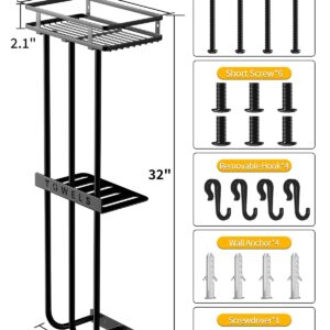 Towel Racks with Metal Storage Shelves Shelf for Rolled Towels, 3 Bar Towel Storage for Bathroom Wall Mounted, Towel Organizer for Folded Large Towel Washcloths, Bath Towel Holder Shelf with 4 Hooks