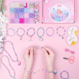 DUDUCOFU 900Pcs Mermaid Bracelet Making Kit for Girls Kids Charm DIY Beads for Jewelry Making, Friendship Bracelet Kit with Ocean Pearl Shell Butterfly Beads for Bracelet Necklace Making