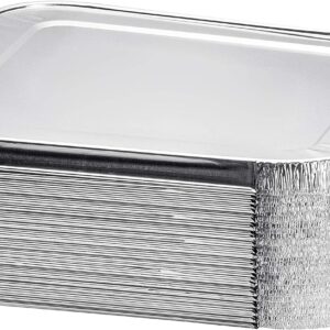 LUCKMETA 21" x 13 ” Aluminum Foil Pans With Lids (20 Pack), Full-Size Deep Steam Pan and Oven Buffet Trays, Food Containers for Catering, Baking, Roasting & Reheating, Recyclable