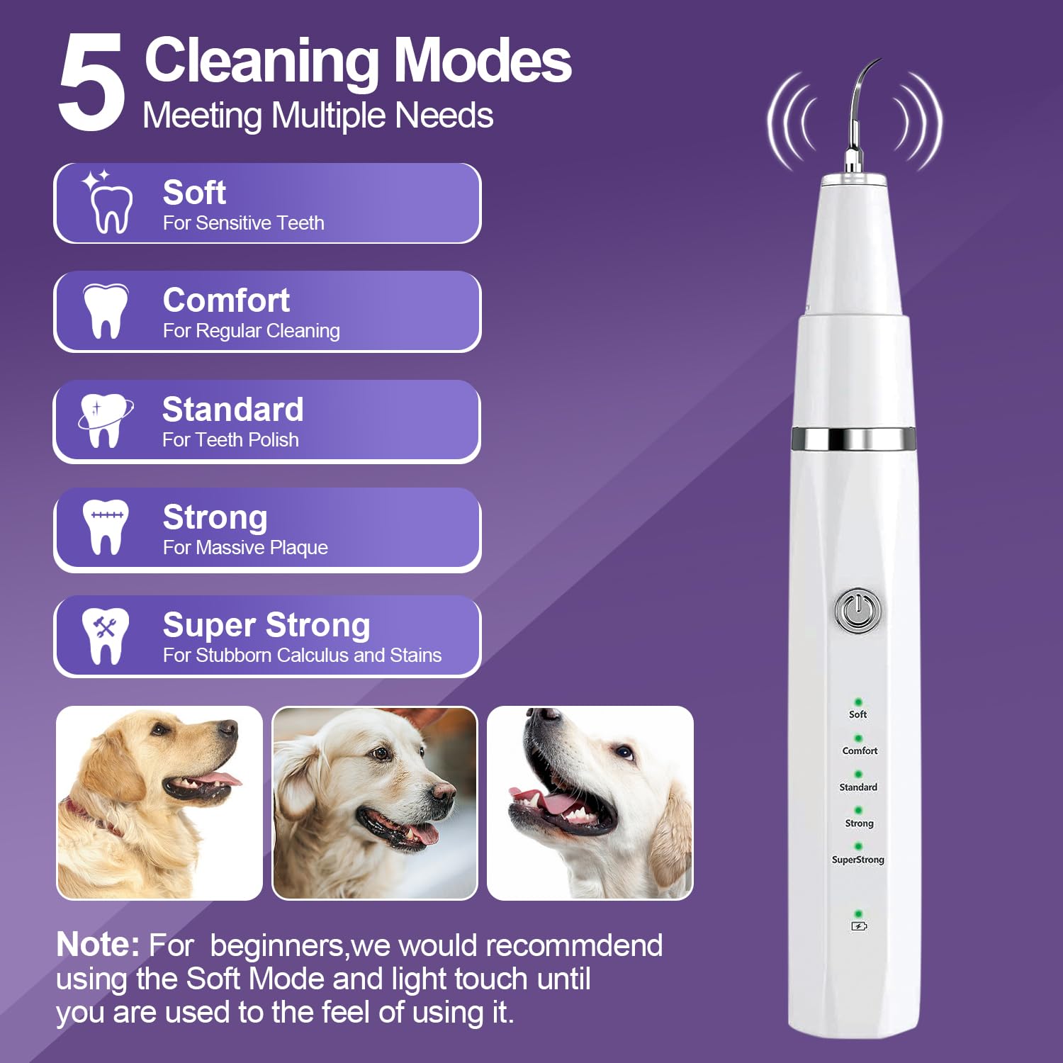 VVHOMIFE Dog Teeth Cleaning Kit-Dog Tooth Plaque Remover-Ultimate Pet Dental Care Kit - Ultrasonic Teeth Cleaner and Plaque Remover for Dogs | Complete Oral Hygiene Solution-White