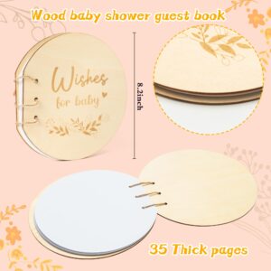 CJiangpo Baby Shower Guest Book Alternatives Wood Baby Shower Sign in Guest Book, Wishes for Baby Shower Advice Book with 35 Blank Pages Baby Memory Book Guestbook Keepsake Gifts for New Parents