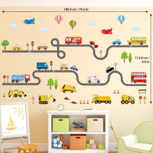 DECOWALL SG3-2308 Transports and Road Wall Stickers Decals Kids Peel and Stick Removable for Nursery Bedroom Living Room décor Construction Car Truck Tractor Boys Playroom…