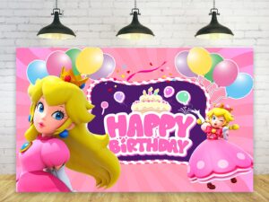 princess backdrop for birthday party decorations princess peach background for baby shower party cake table decorations supplies princess peach theme banner 5x3ft