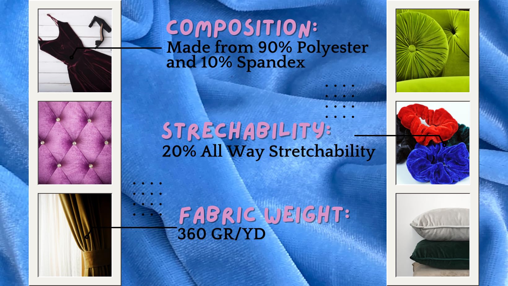 Premium Stretch Velvet Fabric by The Yard - Wrinkle-Resistant - Soft - Upholstery Fabric - Polyester Spandex Blend - for Clothing and Crafts - Durable - Resistant – 58-60 Inches Wide (Olive, 1 Yard)