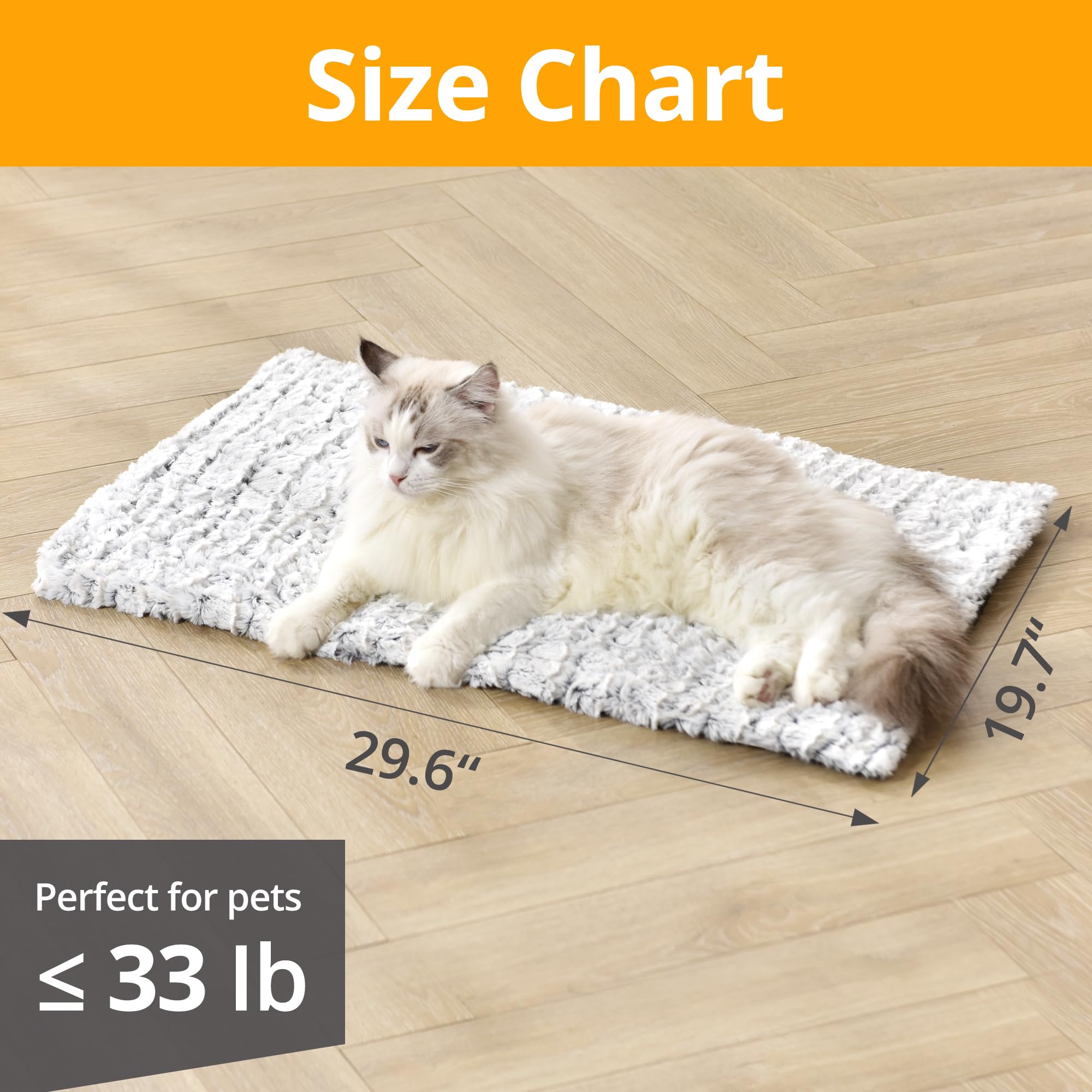 Petace Self Warming Cat Bed, 30" x 20" Ultra Soft Cat Dog Pet Heating Pad for Indoor Outdoor, Non-Slip Heated Dog Mat Thermal Blanket