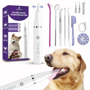 vvhomife dog teeth cleaning kit-dog tooth plaque remover-ultimate pet dental care kit - ultrasonic teeth cleaner and plaque remover for dogs | complete oral hygiene solution-white