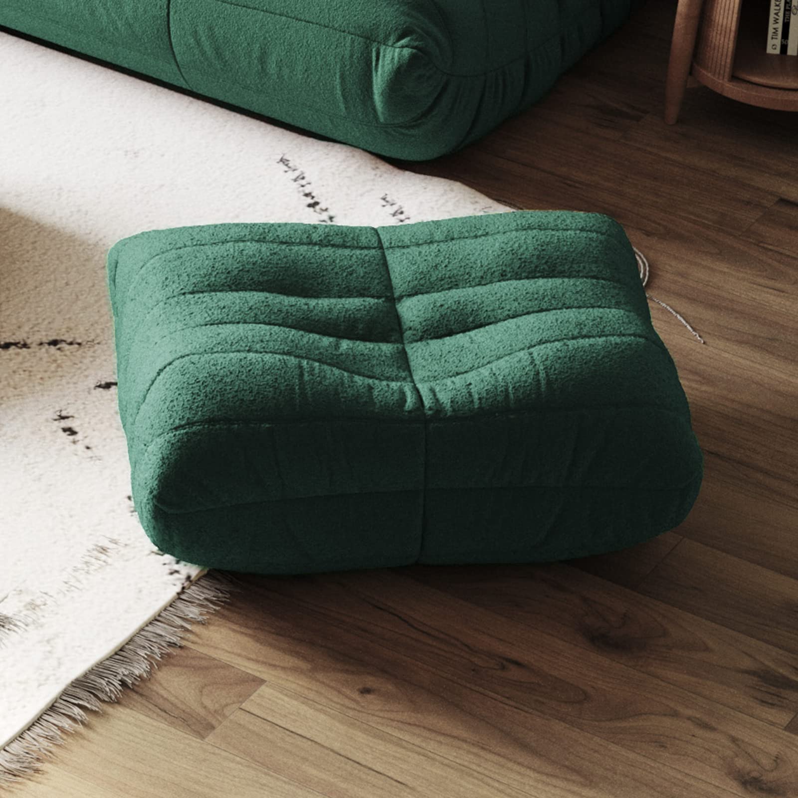 Sdorens Ottoman, Fireside Chair, Footrest, Lazy Floor Sofa Couches, Corner Chair Sofa for Living Room Bedroom Salon Office-Green