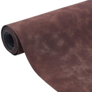 benecreat 59x13.7 inches suede leather, frosted faux leather roll brown soft faux suede pu suede sheets leatherette fabric for diy projects, photography background decorations