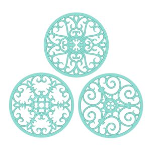 trivets for hot dishes, silicone trivet, trivets for hot pots and pans, heat resistant non slip hot pad for kitchen, pot holders, teapot coaster (turquoise)