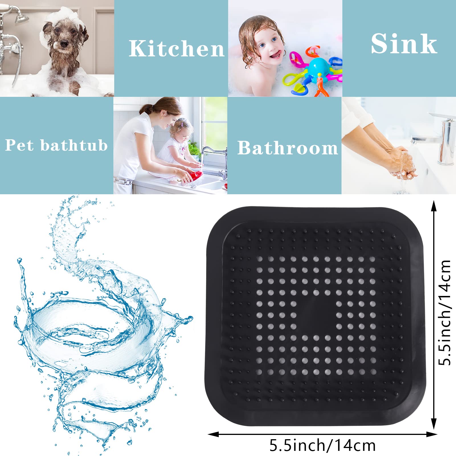 QSCFKL Hair Shower Drain Catcher,2PACK Hair Stopper for Shower Drain with Suction Cup, Easy to Install Suit for Bathroom,Bathtub and Kitchen