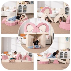 LOAOL Kids Couch, Modular Kids Play Couch, Multifunctional Foam Toddler Couch for Playroom, Imaginative Convertible Foam Couch for Creative Girls and Boys, Kids Couch Toddler Sofa