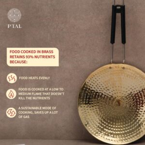 P-TAL Brass Roti Tawa 10" Tawa for Roti with Handles Teflon Free Handcrafted Tava Roti Brass Cookware Ptal Brass Utensils for Your Kitchen