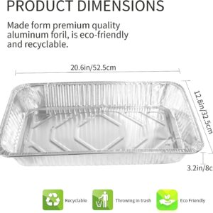 LUCKMETA 21" x 13 ” Aluminum Foil Pans With Lids (20 Pack), Full-Size Deep Steam Pan and Oven Buffet Trays, Food Containers for Catering, Baking, Roasting & Reheating, Recyclable