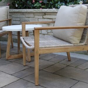 Outdoor Interiors Wheat Rope & Antique Wash Eucalyptus Lounge Chair, Set of 2