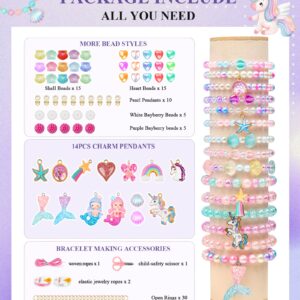 DUDUCOFU 900Pcs Mermaid Bracelet Making Kit for Girls Kids Charm DIY Beads for Jewelry Making, Friendship Bracelet Kit with Ocean Pearl Shell Butterfly Beads for Bracelet Necklace Making