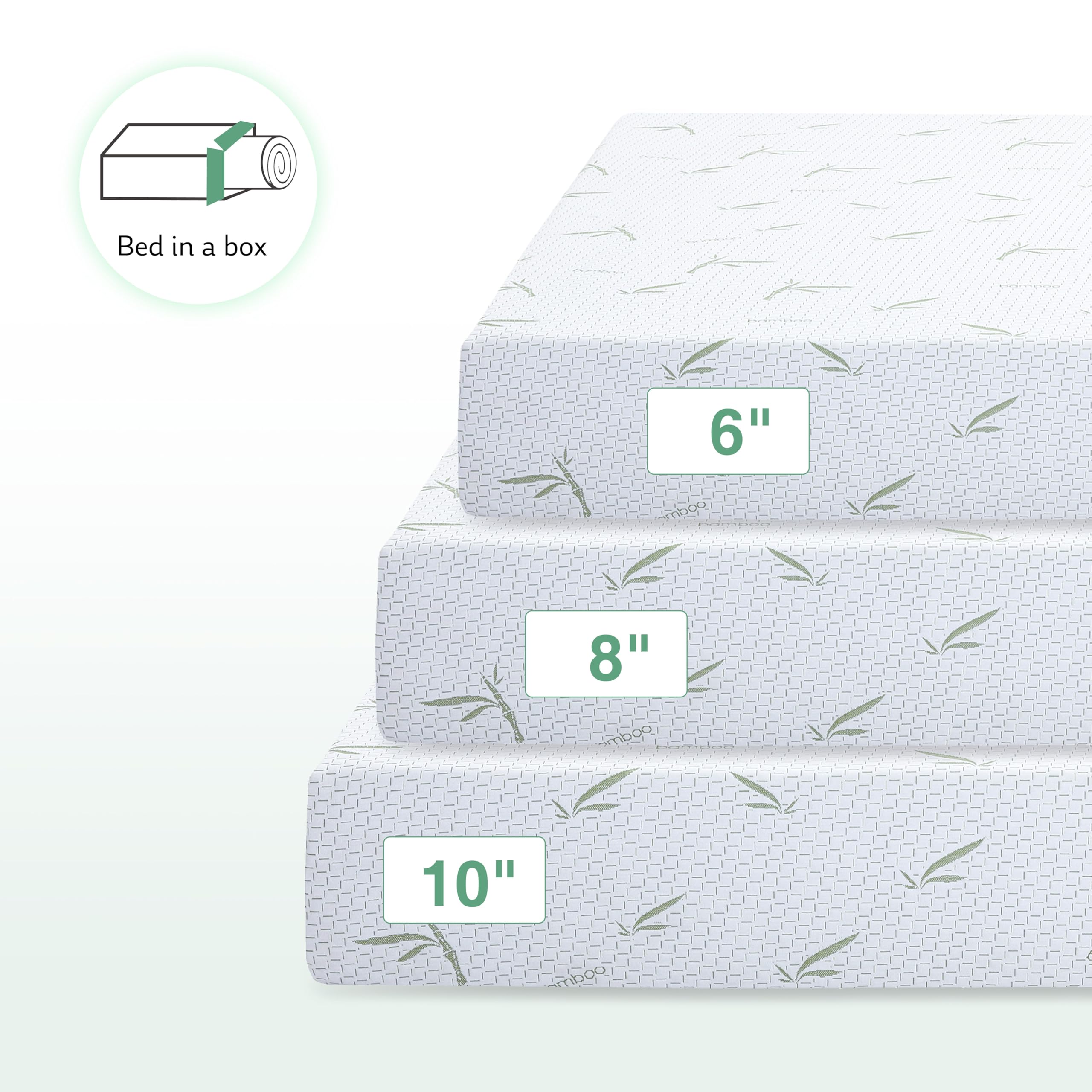 Dyonery 8 Inch Twin Memory Foam Mattress for Kids, Cooling Green Tea Gel Mattress in a Box, Rayon Mattress for Breathable Sleep, Made in USA, Certipur-Us Certified, Medium Mattress, 38x75x8”