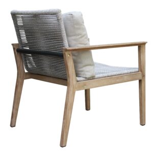 Outdoor Interiors Wheat Rope & Antique Wash Eucalyptus Lounge Chair, Set of 2