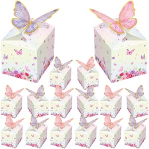 qilery 24 pcs butterfly party favor treat boxes pink and purple gift boxes butterfly floral boxes three dimensional paper candy boxes butterfly decorations for chocolate present wedding baby shower