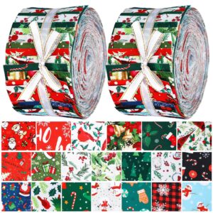 hosuly 40 pcs christmas fabric jelly quilting strips patchwork roll quilting fabric roll up fabric quilting strips 2.55 inch precut santa claus patchwork roll for craft sewing diy crafts