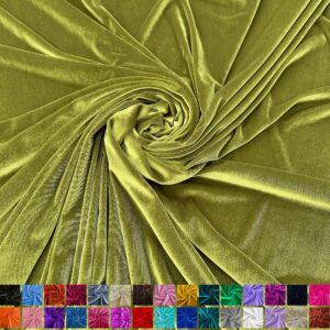 premium stretch velvet fabric by the yard - wrinkle-resistant - soft - upholstery fabric - polyester spandex blend - for clothing and crafts - durable - resistant – 58-60 inches wide (olive, 1 yard)