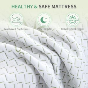 Dyonery 8 Inch Full Memory Foam Mattress, Cooling Green Tea Gel Mattress in a Box, Rayon Mattress for Breathable Sleep, Made in USA, Certipur-Us Certified, Medium Mattress, 54x75x8”