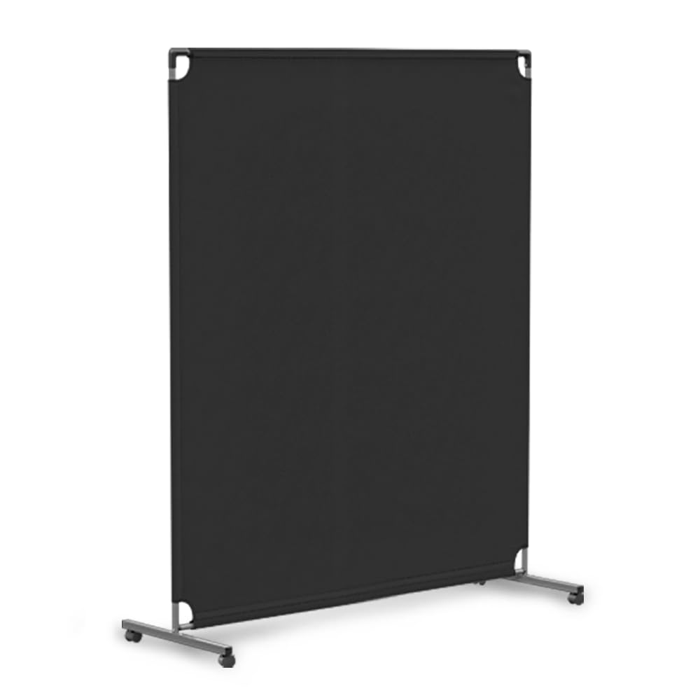 Steel-AID 50-inch Rolling Privacy Room Divider - Freestanding Office Wall Partition with Non See-Through Blackout Screen - Sturdy & Durable Iron Frame - Rolling Wheels - Black, White, Gray & Blue