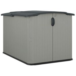 suncast glidetop horizontal outdoor storage shed with pad-lockable sliding lid and doors, all-weather shed for yard storage, 57.5" w x 79.75" d x 52" h