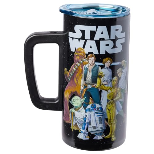 Silver Buffalo Star Wars Group Shot Double Wall Stainless Steel Coffee Mug with Handle, 15 Ounces