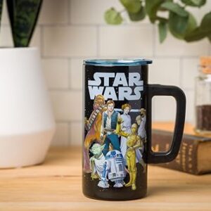 Silver Buffalo Star Wars Group Shot Double Wall Stainless Steel Coffee Mug with Handle, 15 Ounces