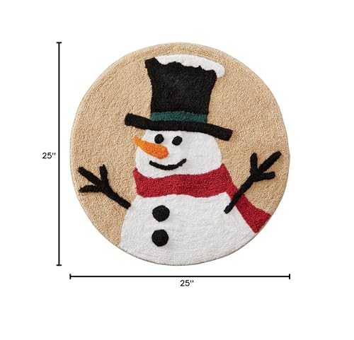 SKL Home Christmas/Winter Rustic Plaid Snowman Rug for Bath/Kitchen & Gift, Multi