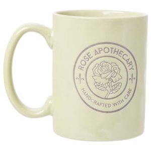 Silver Buffalo Schitt's Creek Rose Apothecary Circle Badge Wax Resist Ceramic Pottery Mug, 17 Ounces