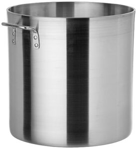 thunder group alsksp607 stock pot, 40 qt, 15" dia. x 14-1/2"h, 1-1/2"l for riveted handle, aluminum, 6mm wall thickness, dishwasher safe, standard electric, gas cooktop