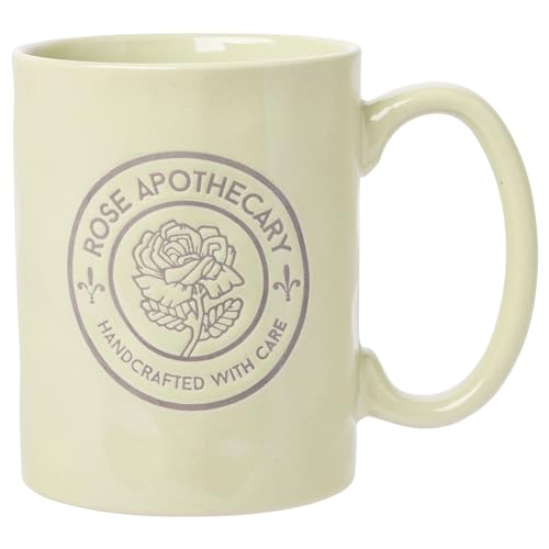 Silver Buffalo Schitt's Creek Rose Apothecary Circle Badge Wax Resist Ceramic Pottery Mug, 17 Ounces